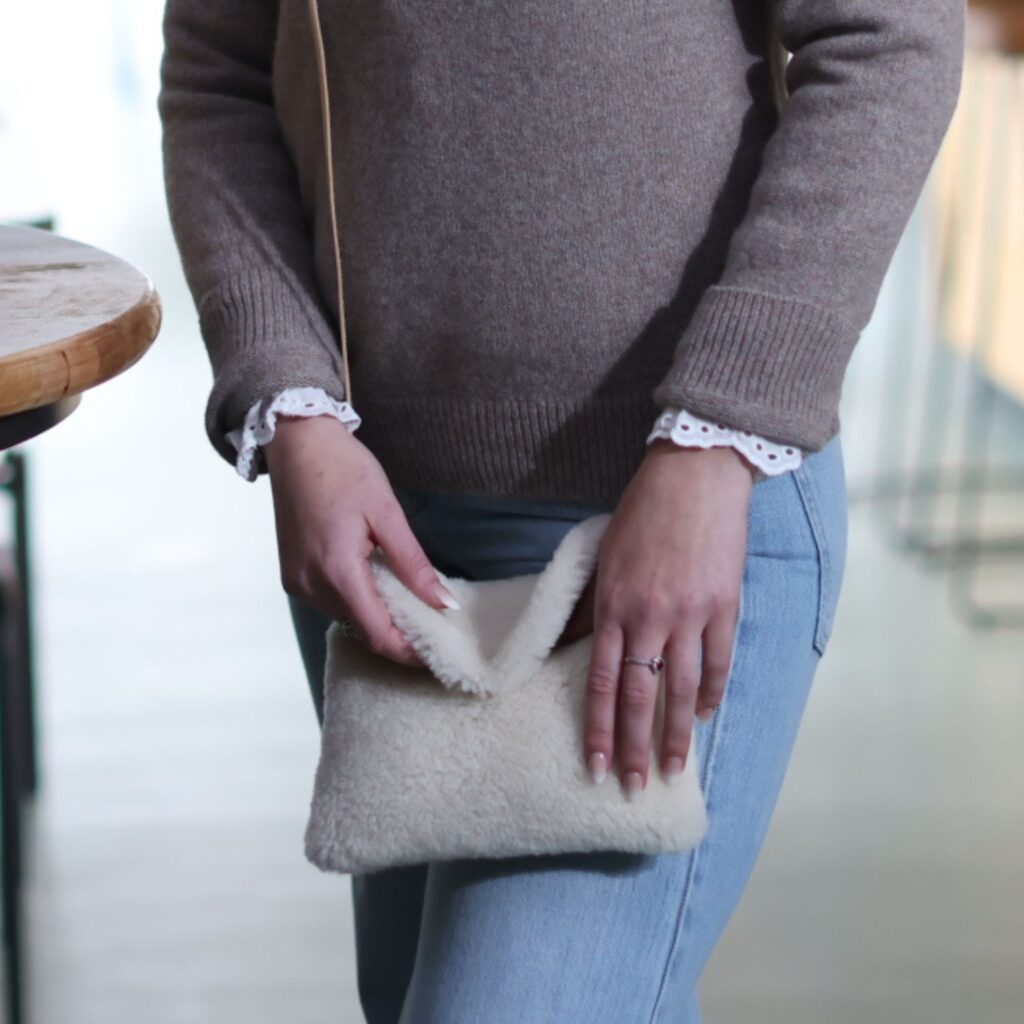 Sheepskin Crossbody Bag Brandy Cream Beige | Boo by Owen Barry - Owen Barry