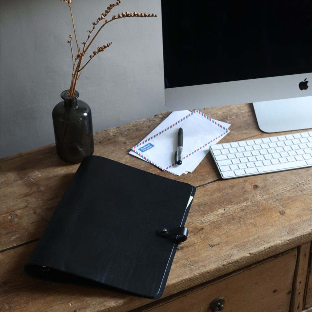 Leather Folder Ring Binder Black | A4 by Owen Barry - Owen Barry