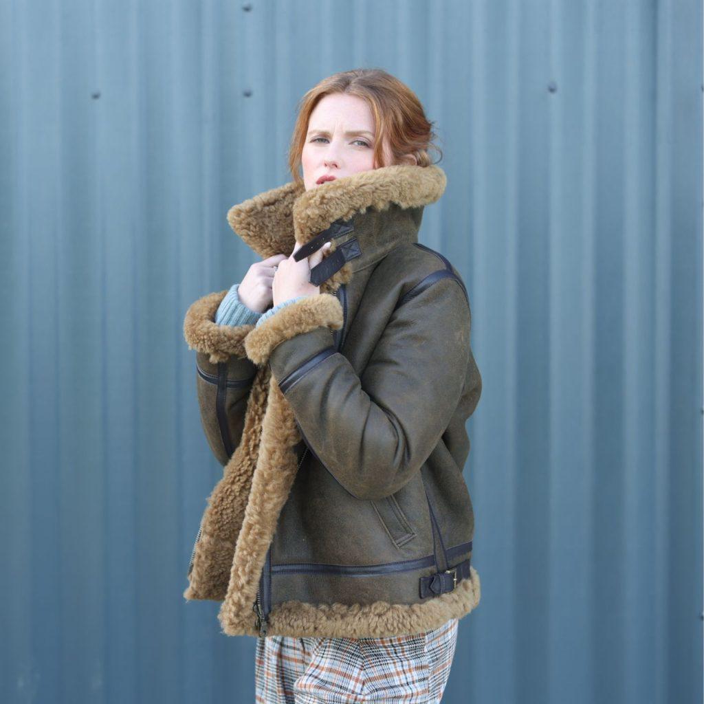 Sheepskin Classic Flying Jacket Antique Brown IZL | Amy by Owen Barry ...