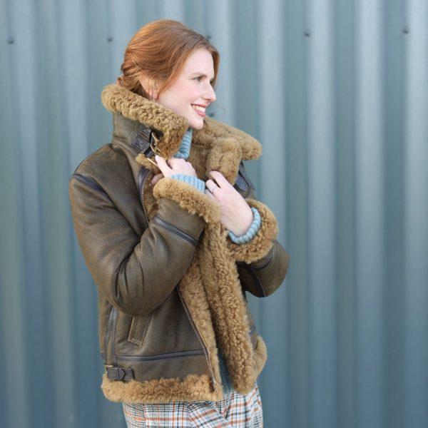 Sheepskin Classic Flying Jacket Antique Brown IZL | Amy by Owen Barry - Owen Barry