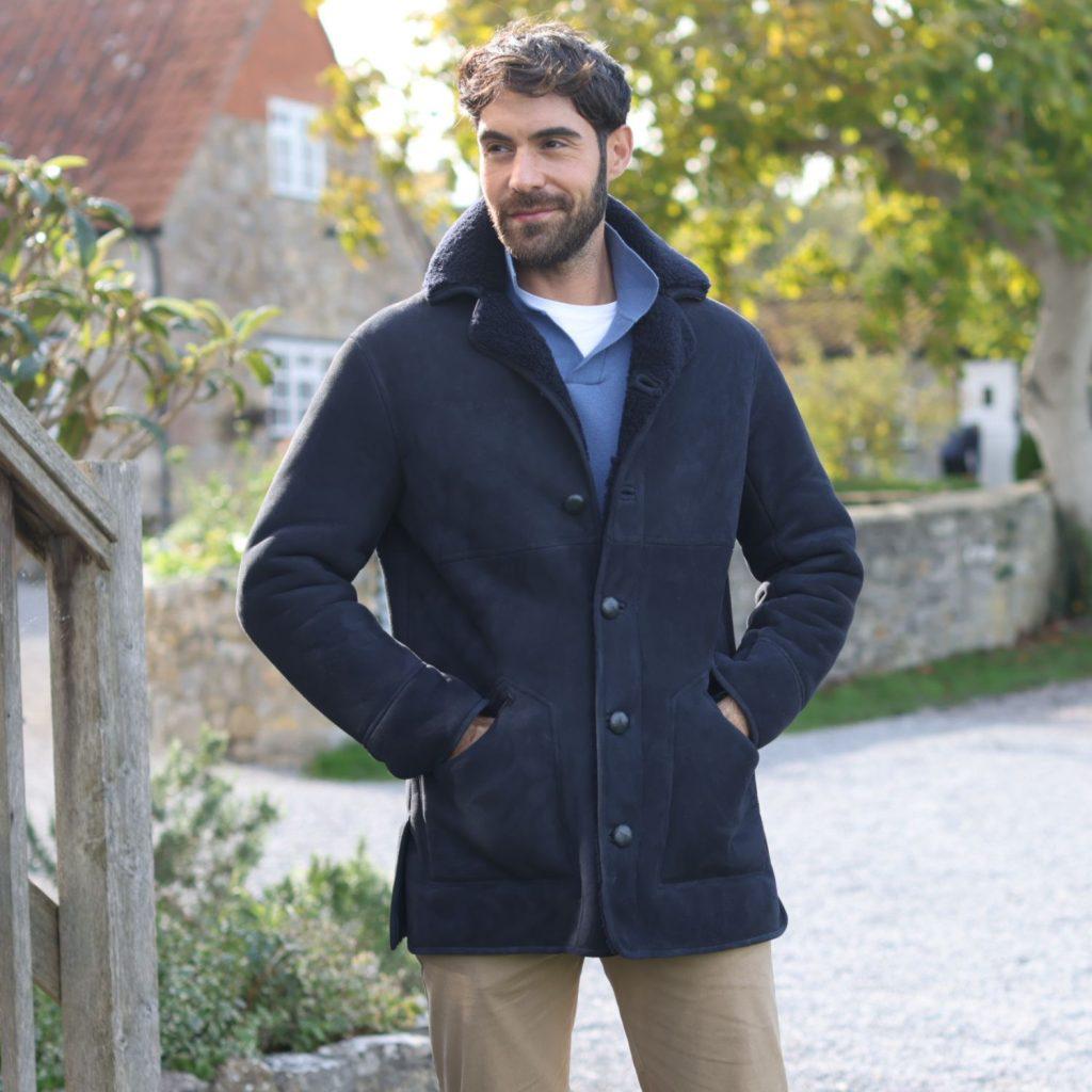 Sheepskin Classic Coat Navy Blue | Adam by Owen Barry - Owen Barry