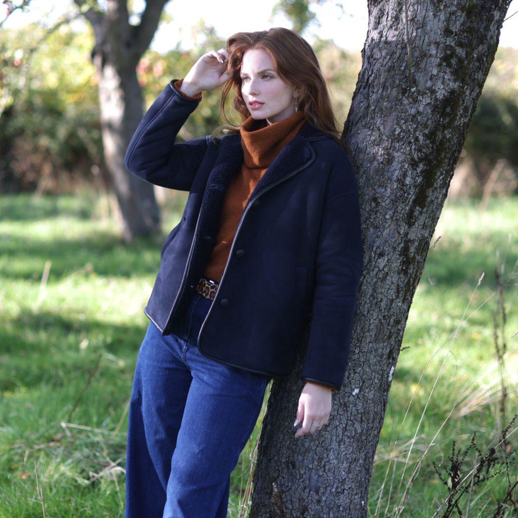 Sheepskin Classic Jacket Navy | Bernie by Owen Barry - Owen Barry
