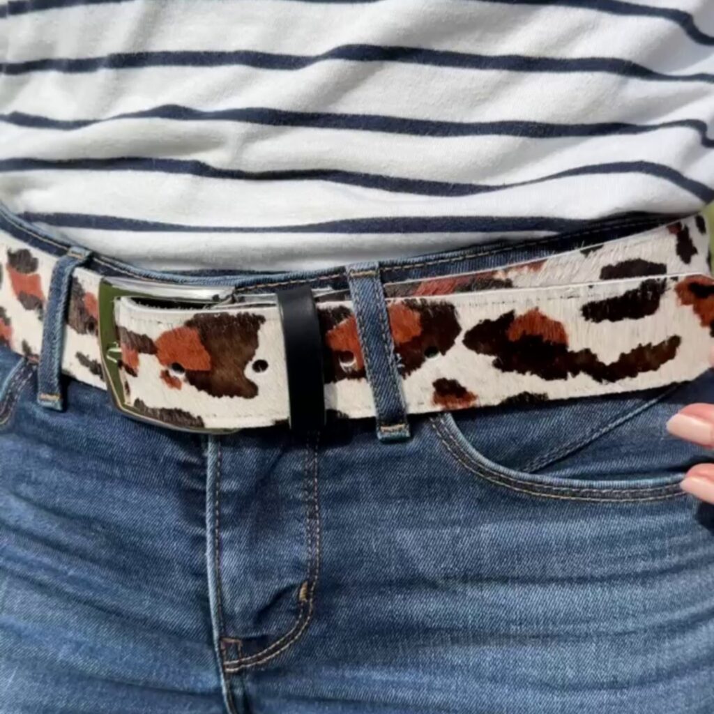 Cowhide Belt Snow Leopard | Jeans Belt by Owen Barry - Owen Barry