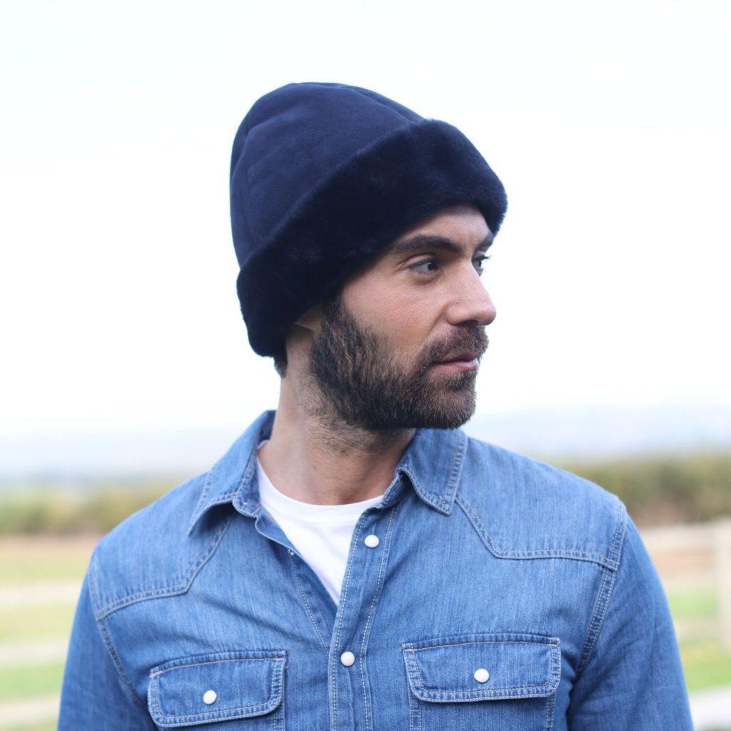 Sheepskin Beanie Navy Blue | Deane by Owen Barry - Owen Barry