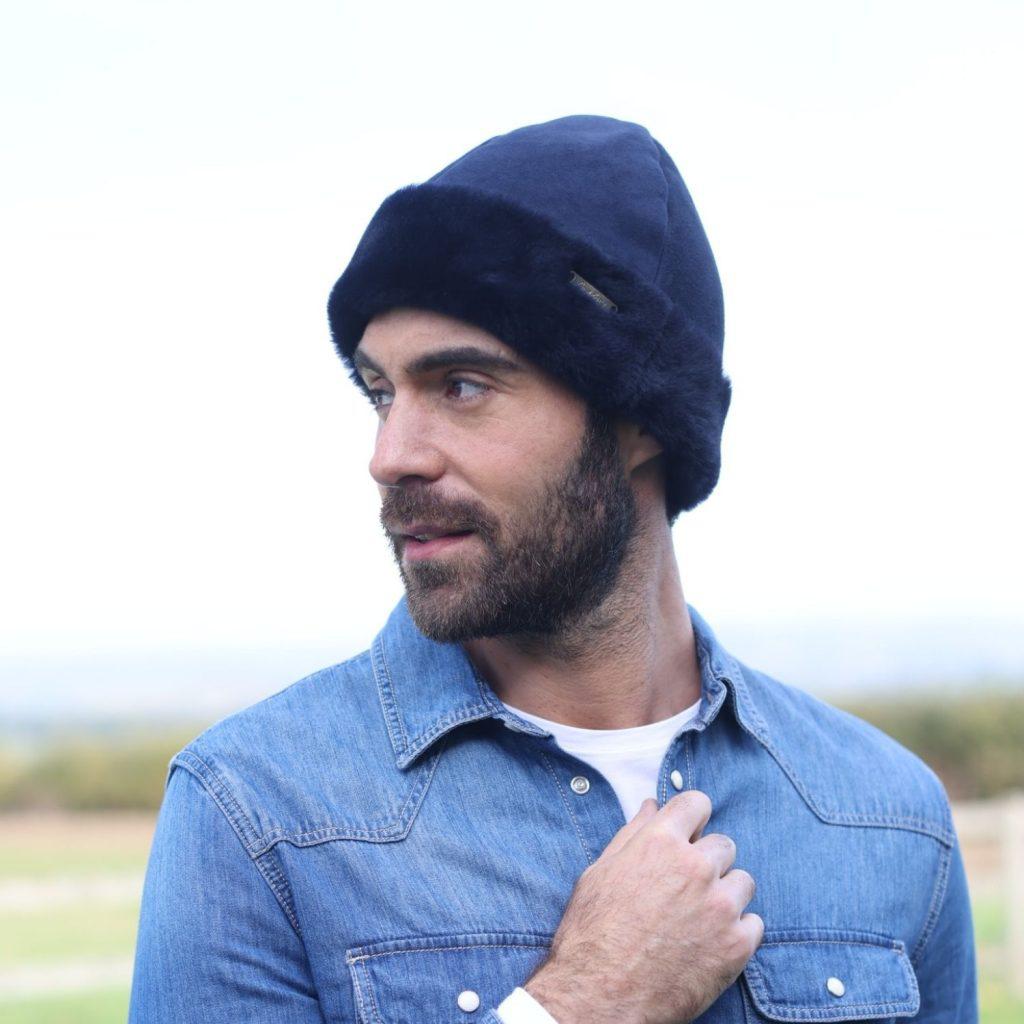 Sheepskin Beanie Navy Blue | Deane by Owen Barry - Owen Barry