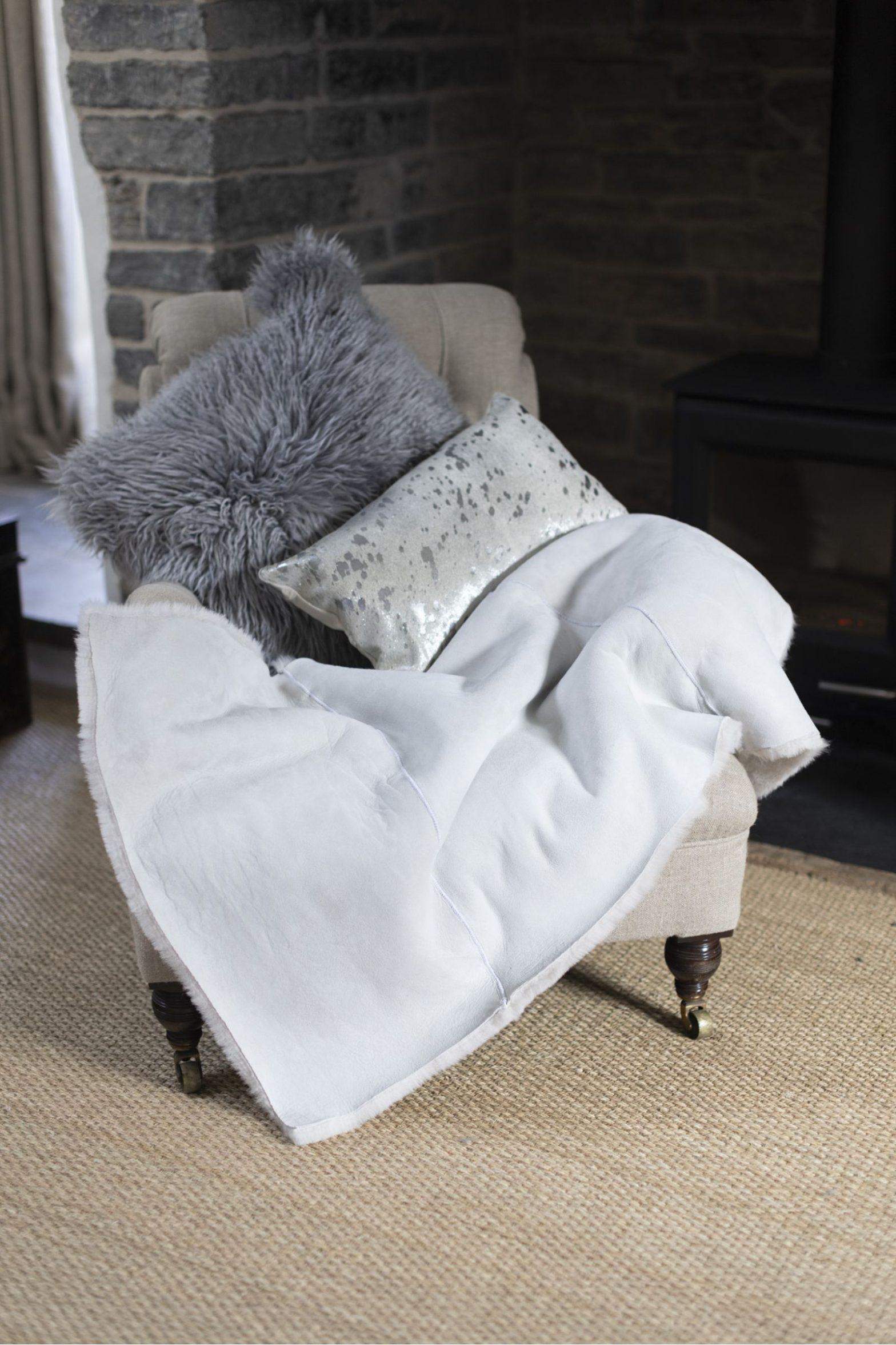 Sheepskin Blanket British Ivory White | Knee Blanket by Owen Barry ...
