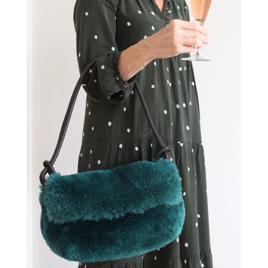 Sheepskin Shoulder Bag Seahorse Green | Whitby by Owen Barry - Owen Barry