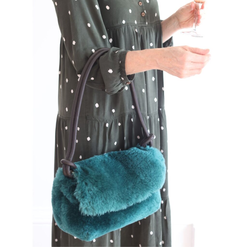 Sheepskin Shoulder Bag Seahorse Green | Whitby by Owen Barry - Owen Barry