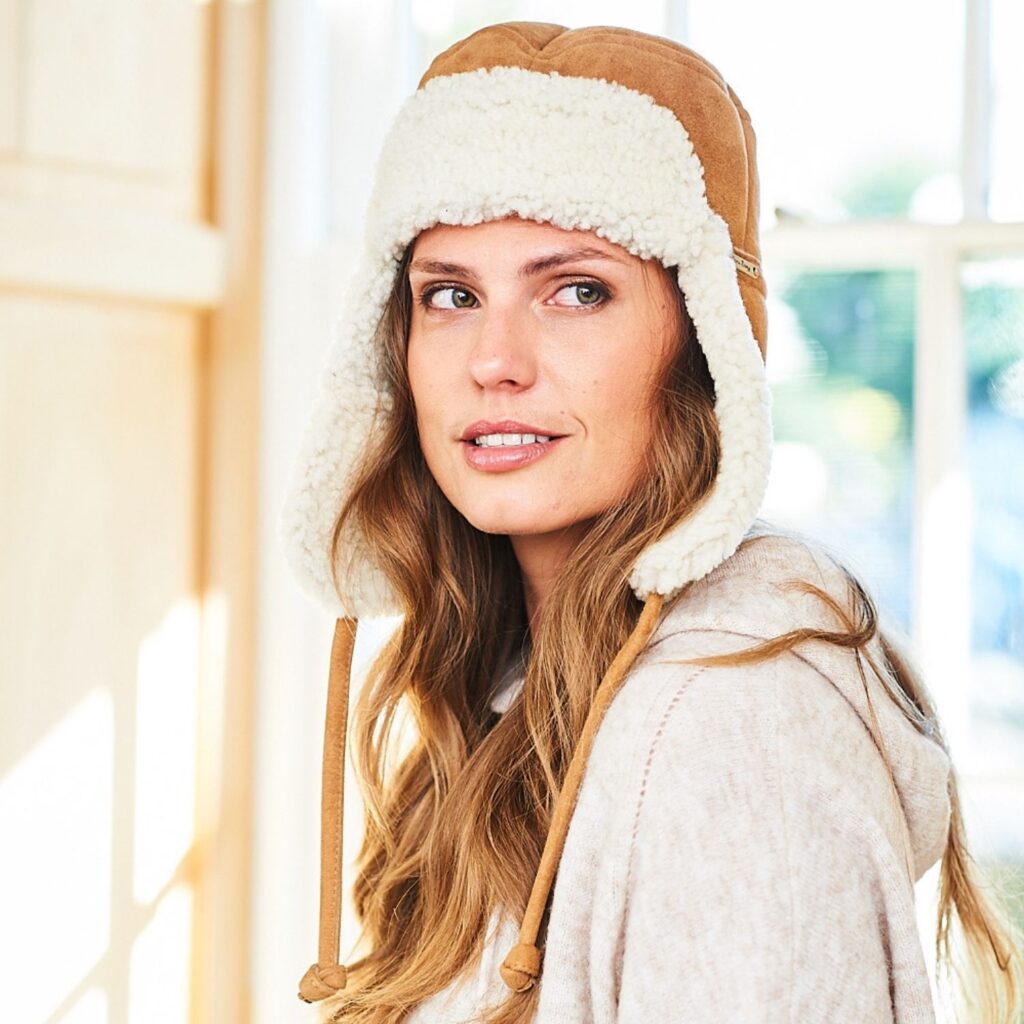 Sheepskin Reversible Gilet Navy Curly | Talia by Owen Barry - Owen Barry