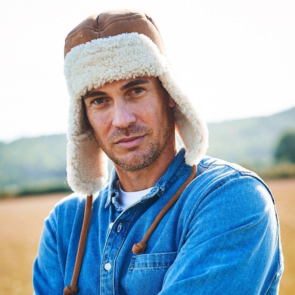 Sheepskin Trapper Hat Tan Brandy Cream | Garth by Owen Barry - Owen Barry