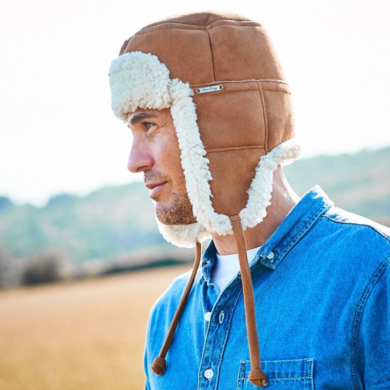 Sheepskin Trapper Hat Tan Brandy Cream | Garth by Owen Barry - Owen Barry
