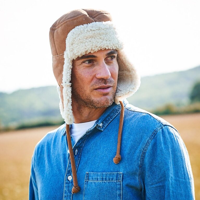 Sheepskin Trapper Hat Tan Brandy Cream | Garth by Owen Barry - Owen Barry