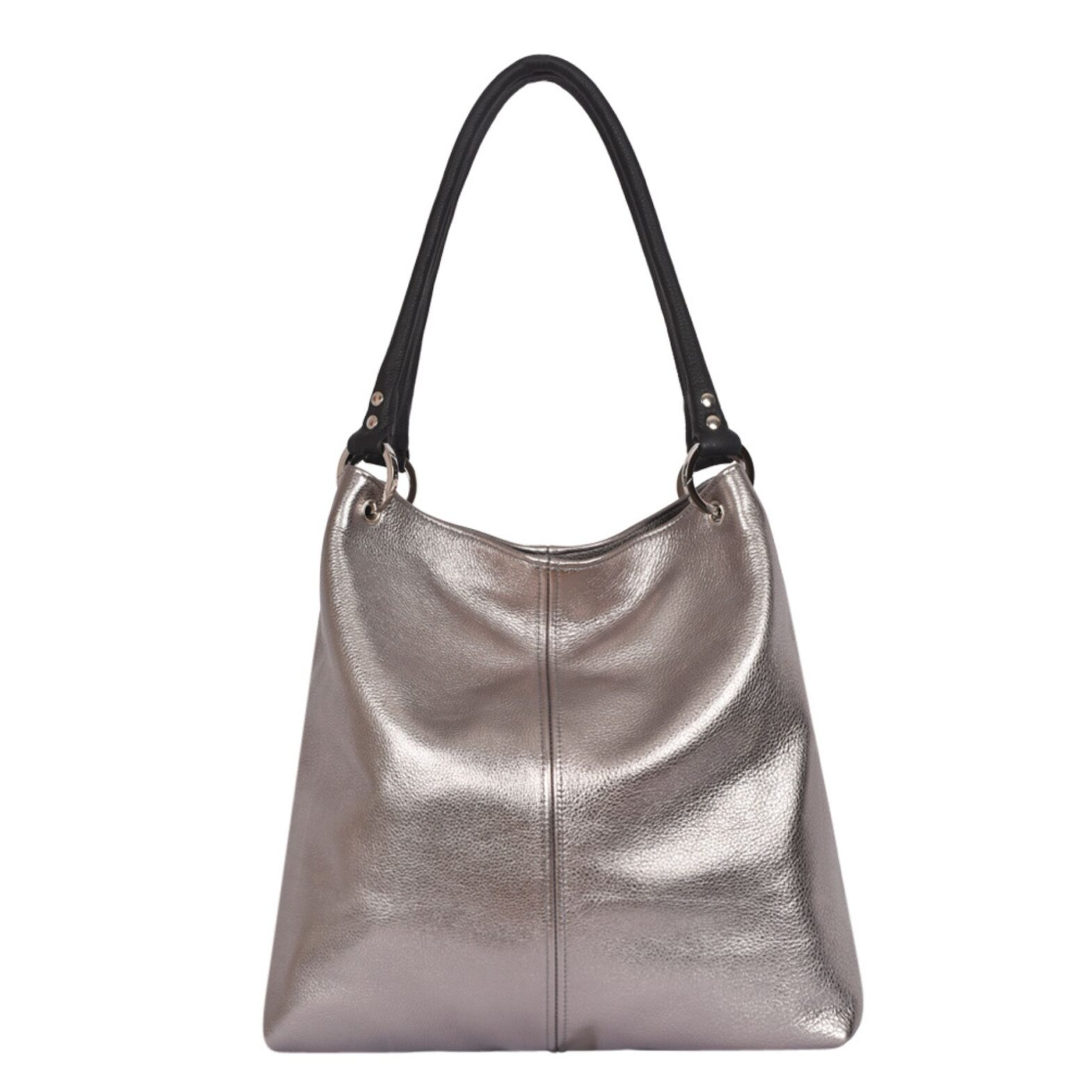 Leather Shoulder Bag Tin Grey Metallic | Dudley by Owen Barry - Owen Barry
