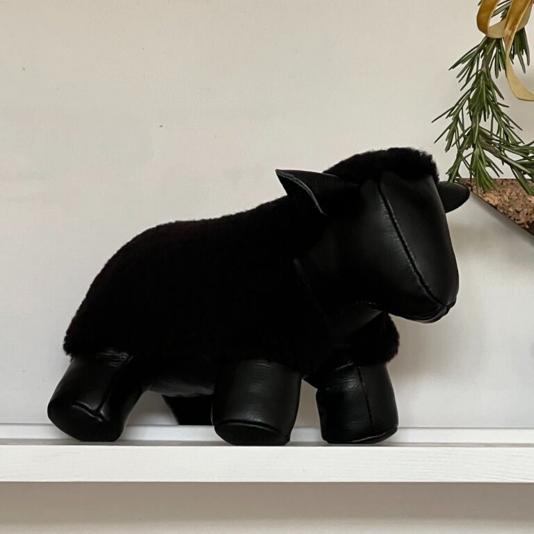 Sheepskin Doorstop Merino Curly Black | Sheep by Owen Barry - Owen Barry